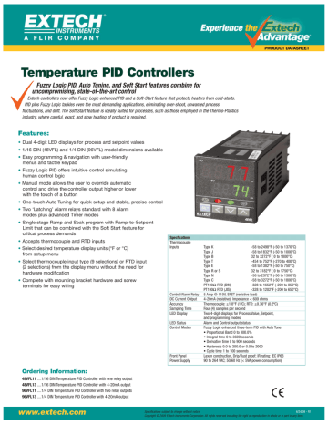 Extech Instruments 48VFL11 1/16 DIN Temperature PID Controller ...