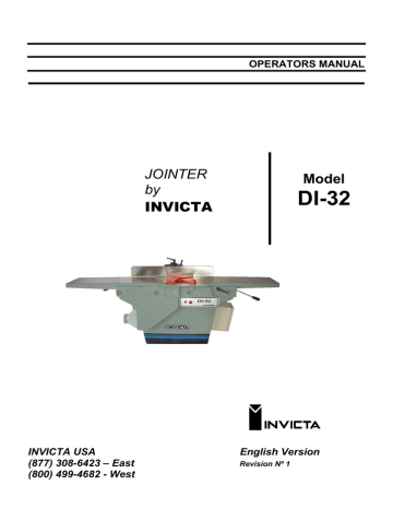 INVICTA DI-32 Jointer Operators Manual | Manualzz