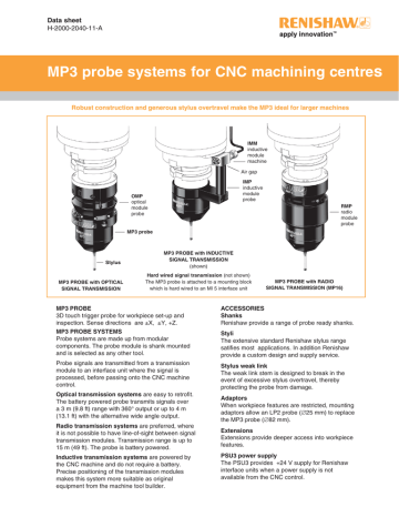 Renishaw MP3 probe system Data Sheets | Manualzz