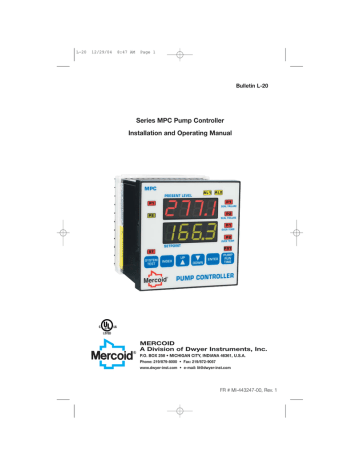 Mercoid Series MPC Installation and Operating manual | Manualzz