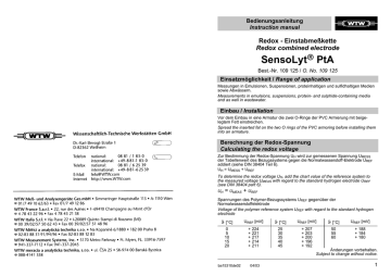 Redox combined electrode SensoLyt PtA Instruction manual | Manualzz