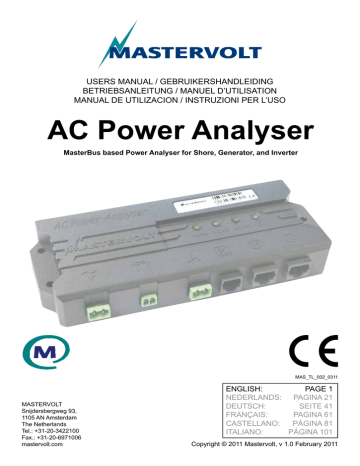 Mastervolt AC Power Analyser Manual de usuario | Manualzz