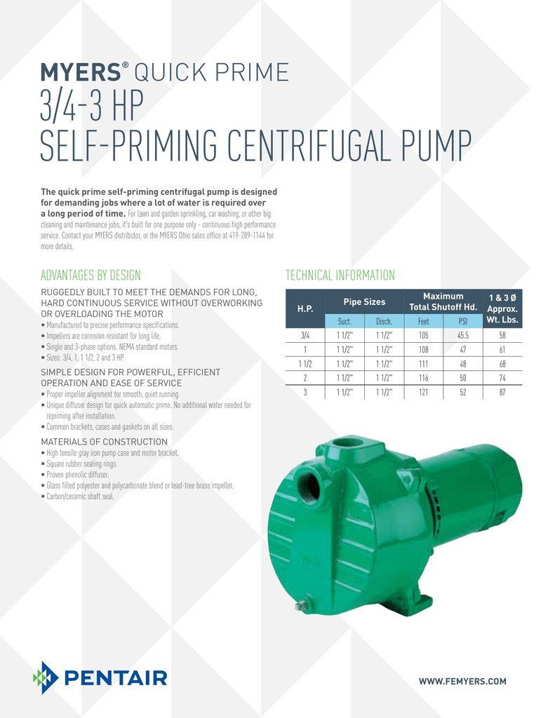 QP-15 11/2 hp Quick Prime Centrifugal Pump tillescenter Pumps ...