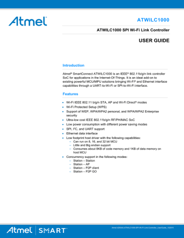 Atmel Wi-Fi Link Controller ATWILC1000 SPI User Guide | Manualzz