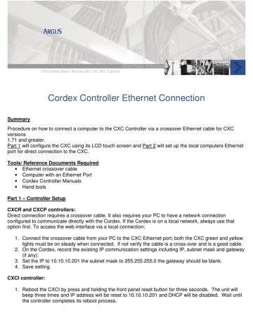 Argus Cordex CXC How To Connect | Manualzz