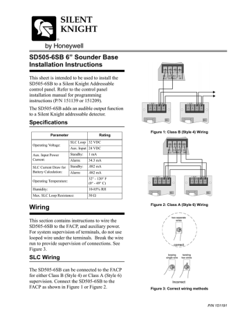 SILENT KNIGHT SD505-6SB 6" Sounder Base manual | Manualzz