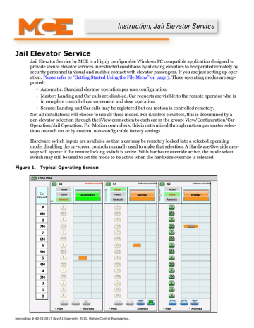 MCE Jail Elevator Service 42-IS-0213 B1 User manual | Manualzz