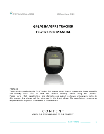 TK-202 GPS Tracker User Manual | Manualzz