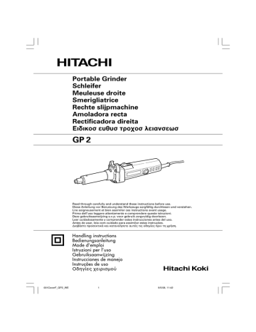 Hitachi GP2 PORTABLE GRINDER Owner Manual | Manualzz