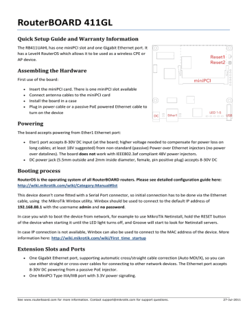 Router RouterBOARD 411GL Quick Setup Guide | Manualzz