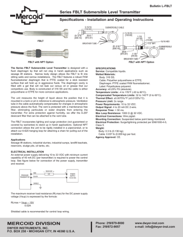 Mercoid FBLT Level Transmitter Manual | Manualzz