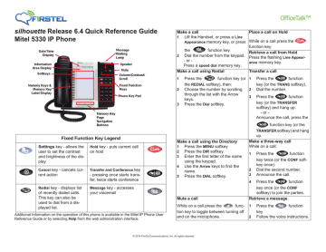 Mitel Silhouette 5330 Quick Reference Guide | Manualzz