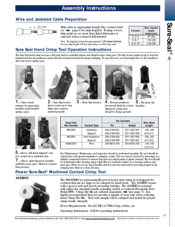 Sure-Seal 400BHD Crimp Tool Assembly Instructions | Manualzz