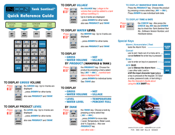 INCON Tank Sentinel TS 504/508 Quick Reference Guide | Manualzz