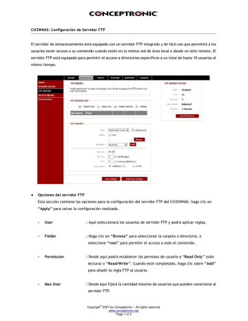 Servidor FTP CH3WNAS - Manual del usuario | Manualzz