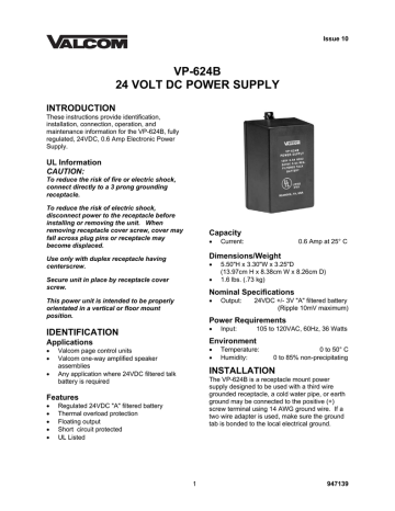 Valcom VP-624B User Manual | Manualzz