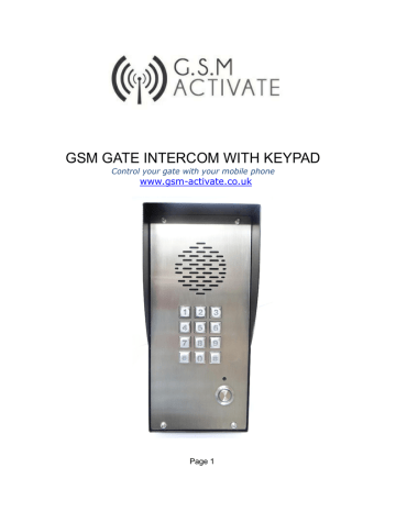 GSM Gate Intercom with Keypad User Manual | Manualzz