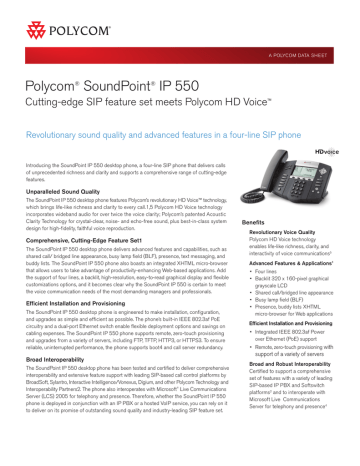 Polycom soundpoint ip 550 Datasheet | Manualzz