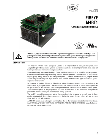 Fireye M4RT1 Flame Safeguard Control, M-4000 manual | Manualzz