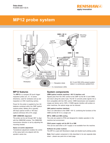 Renishaw MP12 probe system Data Sheets | Manualzz