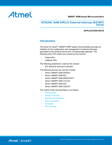 Atmel SAM D/R/L/C External Interrupt Driver Application Note | Manualzz