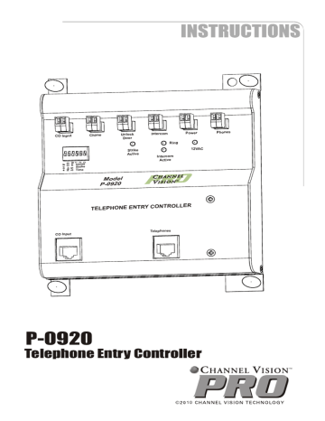 Channel Vision P-0920 Instructions Manual | Manualzz