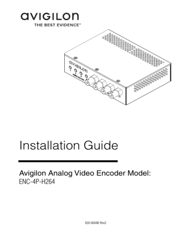 Avigilon Analog Video Encoder ENC-4P-H264 Installation Guide | Manualzz
