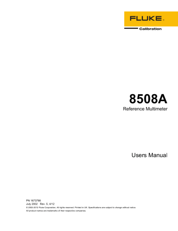 Fluke 8508A Reference Multimeter Users Manual | Manualzz