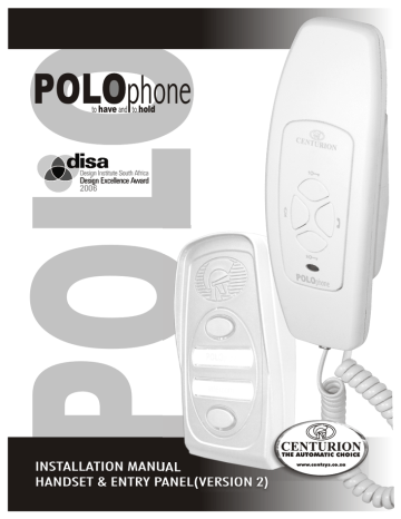 Centurion POLOphone Installation manual | Manualzz