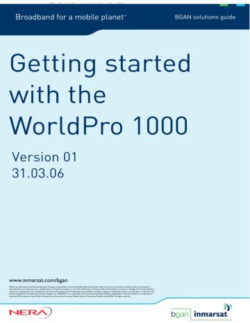 Nera BGAN NERA WorldPro 1000 Getting Started Manual | Manualzz