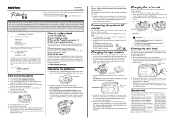 Brother P-touch 65 User Manual | Manualzz