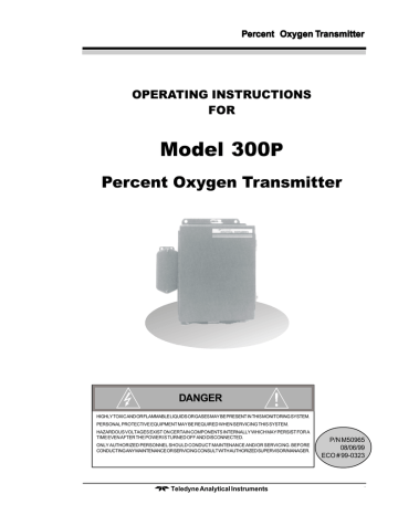 Teledyne 300P Percent oxygen analyzer Instruction manual | Manualzz