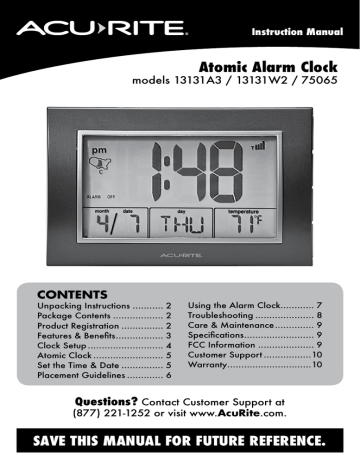 Using the Alarm Clock. ACU-RITE Clock, 75065 | Manualzz