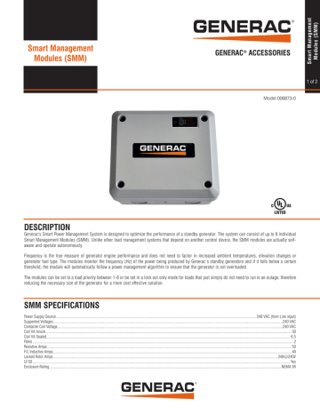 Generac 6873 SMM Smart Power Management Module Specification | Manualzz