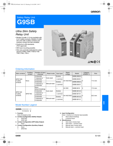 Omron G9SB Safety Relay Unit Datasheet | Manualzz