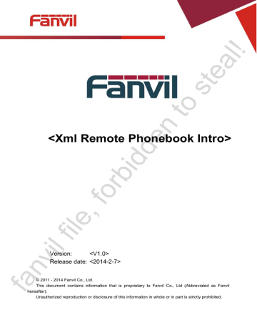 Fanvil IP Phone XML Remote Phonebook Manual | Manualzz