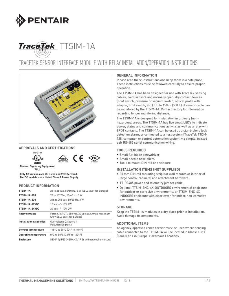 TTSIM-1A Installation / Operation Instructions | Manualzz
