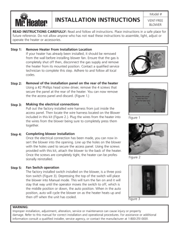 Vent-free blower Installation Instructions | Manualzz