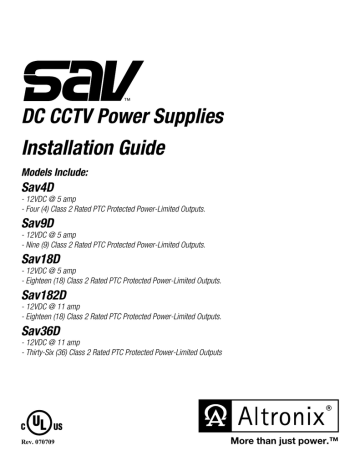 Sav Sav9D Installation manual | Manualzz