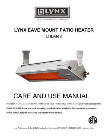 Lynx LHEM48 Patio Heater Manual | Manualzz