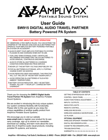 AmpliVox SW915 Digital Audio Travel Partner User manual | Manualzz