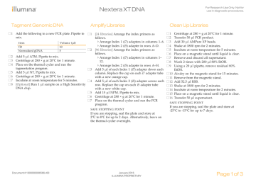 DNA Library Prep Nextera XT Checklist | Manualzz