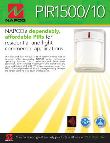 NAPCO PIR 1500-10 Datasheet | Manualzz