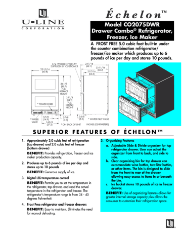 U-Line Echelon CO2075DWR Specifications | Manualzz