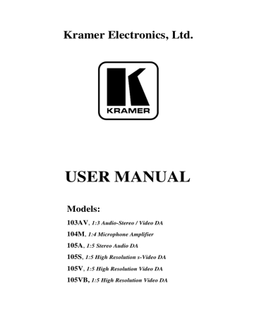 Kramer 105A User manual | Manualzz
