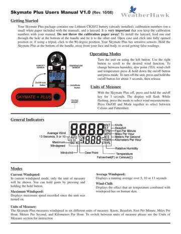 WeatherHawk Skymate Plus User Manual | Manualzz