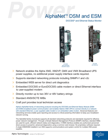 Alpha AlphaNet DSM Datasheet | Manualzz