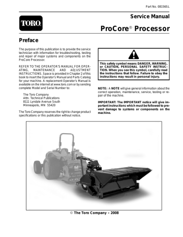 Toro ProCore Processor Service Manual | Manualzz