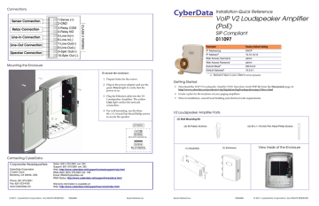 CyberData VoIP Loudspeaker Amplifier V2 PoE Quick Reference | Manualzz