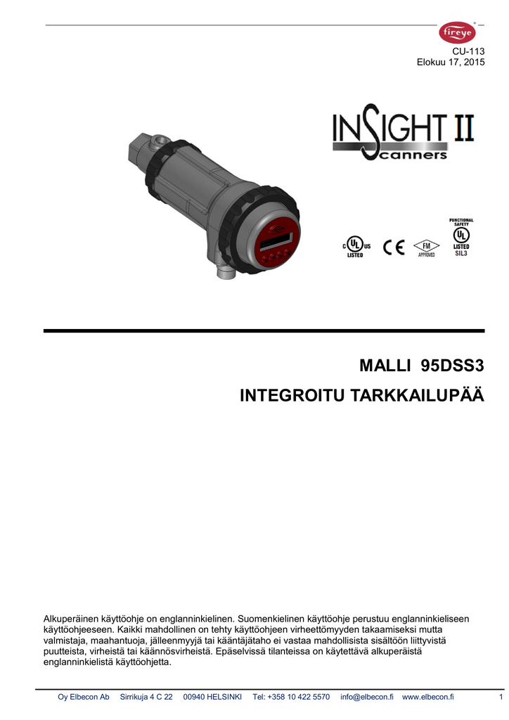 Fireye Insight II Type 95DSS3 Integrated Flame Scanner, CU-113FIN ...